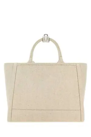 Prada Sand Canvas Shopping Bag - Brown