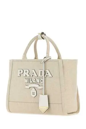 Prada Canvas Shopping Bag - Brown