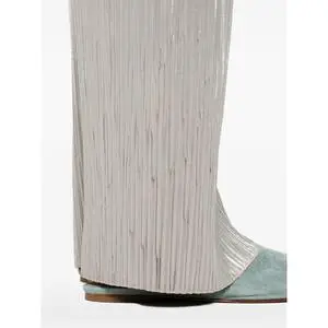 FORTE_FORTE Metallic Plissé Palazzo Pants - Gray