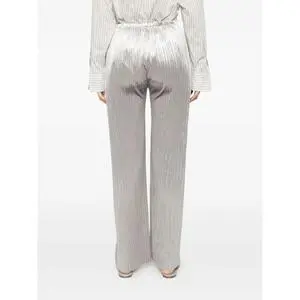 FORTE_FORTE Metallic Plissé Palazzo Pants - Gray