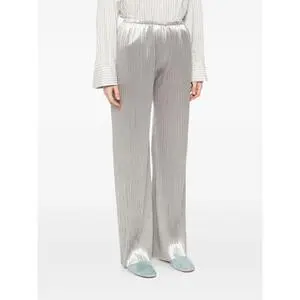 FORTE_FORTE Metallic Plissé Palazzo Pants - Gray