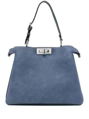 Fendi Calf Leather Peekaboo Soft Bag - Blue