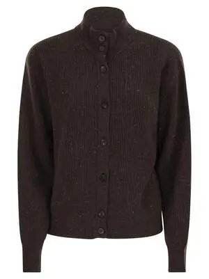 Peserico Wool, Silk, And Cashmere Button-up Cardigan - Brown
