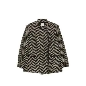 FORTE_FORTE Double-breasted Chevron Peacoat