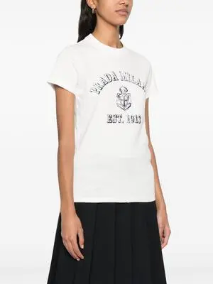 Prada Logo Print Jersey T-shirt - White