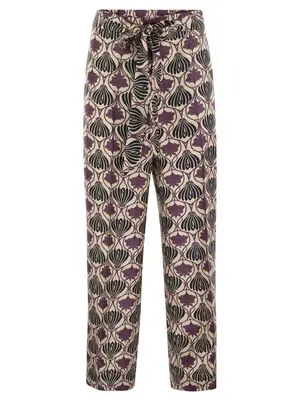 Max Mara Timec Printed Silk Fluid Trousers - Purple