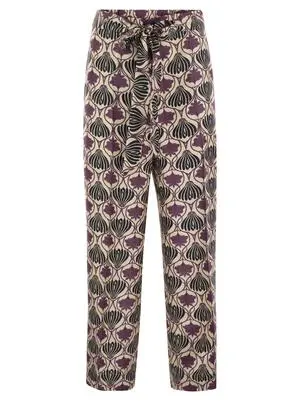 Max Mara Timec Printed Silk Fluid Trousers - Purple