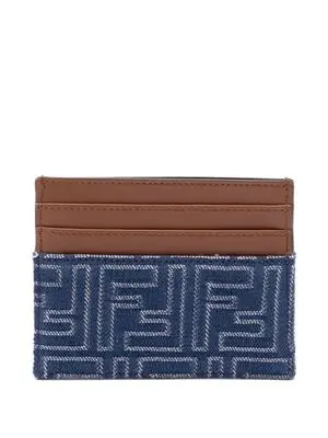 Fendi Leather And Denim-effect Ff Jacquard Card Holder