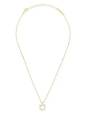 FERRAGAMO Gancini Crystals Necklace L - Silver