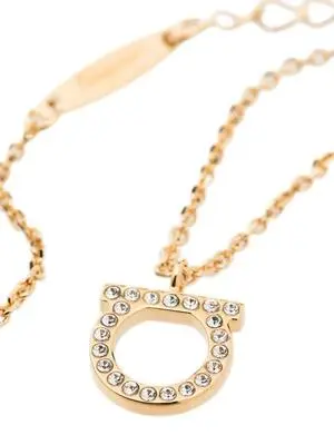 FERRAGAMO Gancini Crystals Necklace L