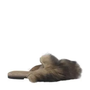 Dolce & Gabbana Shearling And Suede Slippers - Brown