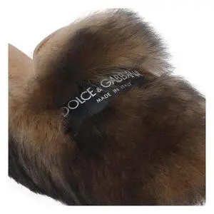 Dolce & Gabbana Shearling And Suede Slippers - Brown