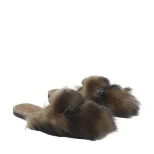 Dolce & Gabbana Shearling And Suede Slippers - Brown