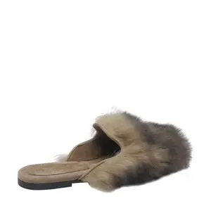 Dolce & Gabbana Shearling And Suede Slippers - Brown