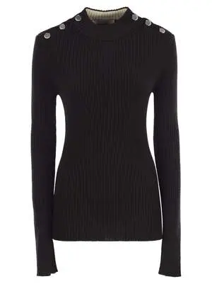 Sportmax Renania Fitted Jumper With Buttons - Black