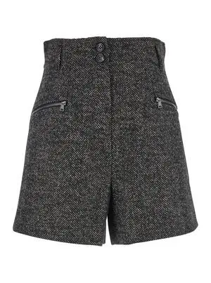 Max Mara Brown Shorts With Belt Loops And Button Closure In Virgin Wool Blend - Multicolor