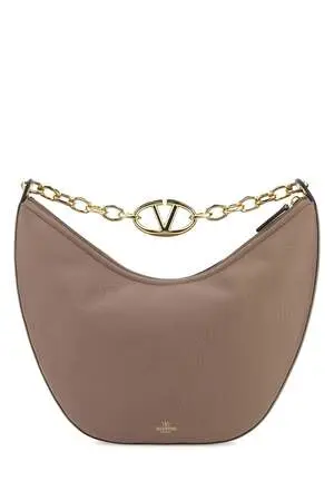 Valentino Garavani Antiqued Leather Medium Hobo Vlogo Moon Shoulder Bag - Pink