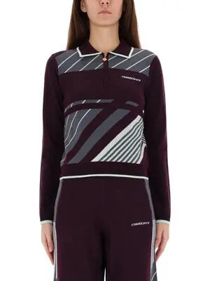 Casablanca Diagonal Tennis Polo Shirt - Purple