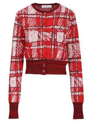 VIVIENNE WESTWOOD Scribble Check Wool-blend Cardigan - Red