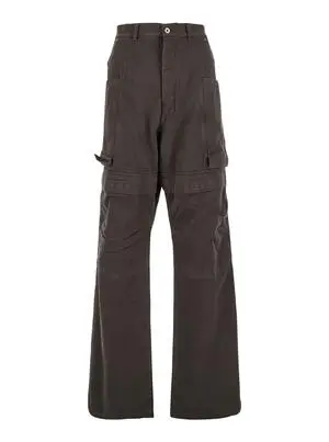 Rick Owens Stefan' Brown Wide Leg Cargo Pants With Patch Pockets In Cotton - Multicolor