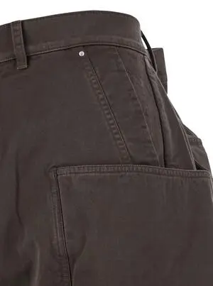 Rick Owens Stefan' Brown Wide Leg Cargo Pants With Patch Pockets In Cotton
