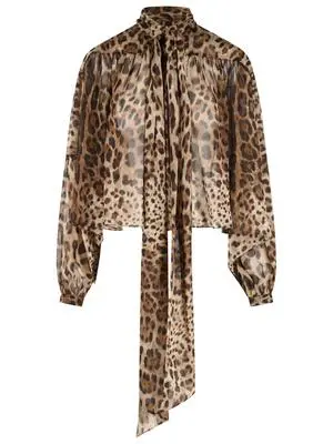 Dolce & Gabbana Leopard Print Silk Shirt - Brown