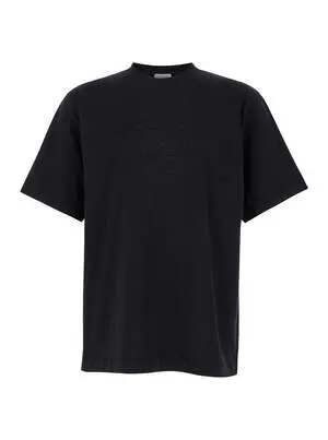 Burberry Black Boxy T-shiirt With Tonal Equestrian Knight Embroidery In Cotton - Multicolor