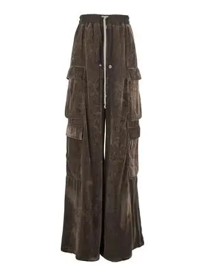 Rick Owens Cargo Belas' Brown Cargo Pants With Drawstring Waist And Cargo Pockets In Velvet - Multicolor
