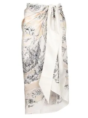 FERRAGAMO Pareo With Travel Print - Cream