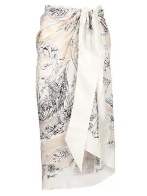 FERRAGAMO Pareo With Travel Print - Cream