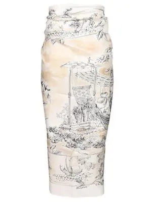 FERRAGAMO Pareo With Travel Print - Cream