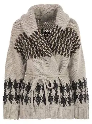Brunello Cucinelli Handmade Opera Cardigan With Belt - Cream