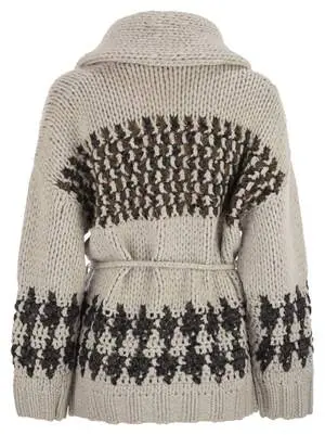 Brunello Cucinelli Handmade Opera Prince Of Wales Cardigan - Cream