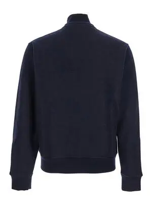 Givenchy Blue Jacket With High Neck And Logo Patch On The Front In Wool And Cashmere Blend