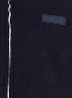 Givenchy Blue Jacket With High Neck And Logo Patch On The Front In Wool And Cashmere Blend