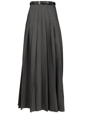SELF-PORTRAIT Long Wool Blend Skirt - Gray