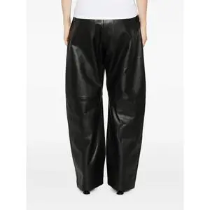 Sportmax Leather Palazzo Pants - Black