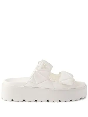 Prada Padded Leather Sandals - White