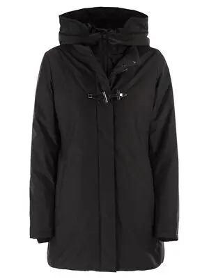 FAY Technical Gabardine Toggle Coat - Black