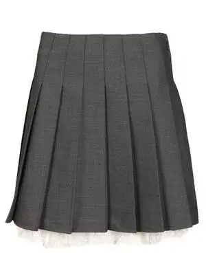 SELF-PORTRAIT Pleated Miniskirt - Gray