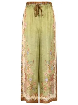 Zimmermann Indra' Khaki Silk Pants - Green