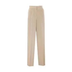 Max Mara MAX MARA Silk Straight-Leg Trousers Cream