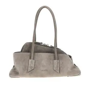 Attico Suede Leather Small 'la Passeggiata' Bag - Gray
