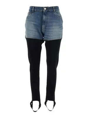 Coperni Ribbed Leggings With Back Logo Plaque In Cotton - Multicolor