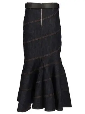SELF-PORTRAIT Midi Skirt With Belt