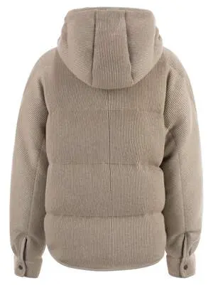 Brunello Cucinelli Cashmere Knit Hooded Jacket - Cream