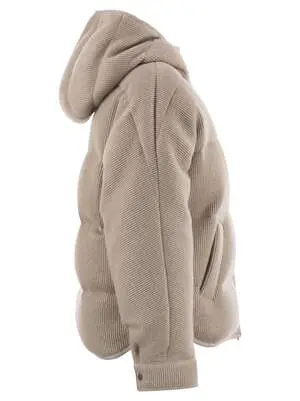 Brunello Cucinelli Cashmere Knit Hooded Jacket - Cream