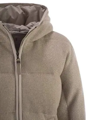 Brunello Cucinelli Cashmere Knit Hooded Jacket - Cream