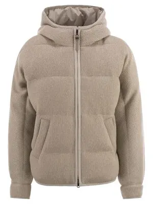 Brunello Cucinelli Cashmere Knit Hooded Jacket - Cream