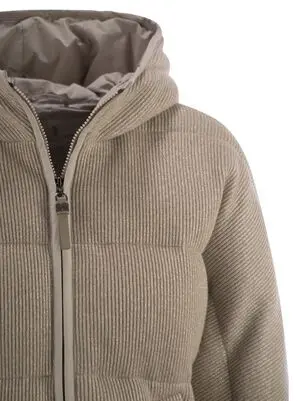 Brunello Cucinelli Cashmere Knit Hooded Jacket - Cream
